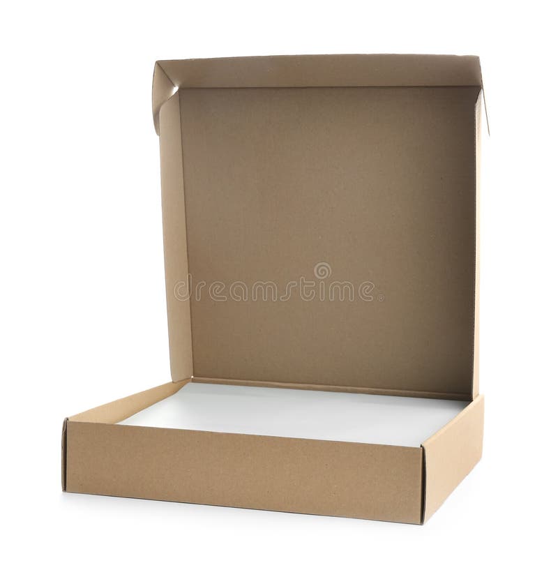 One Open Cardboard Box Isolated Stock Image - Image of isolated ...