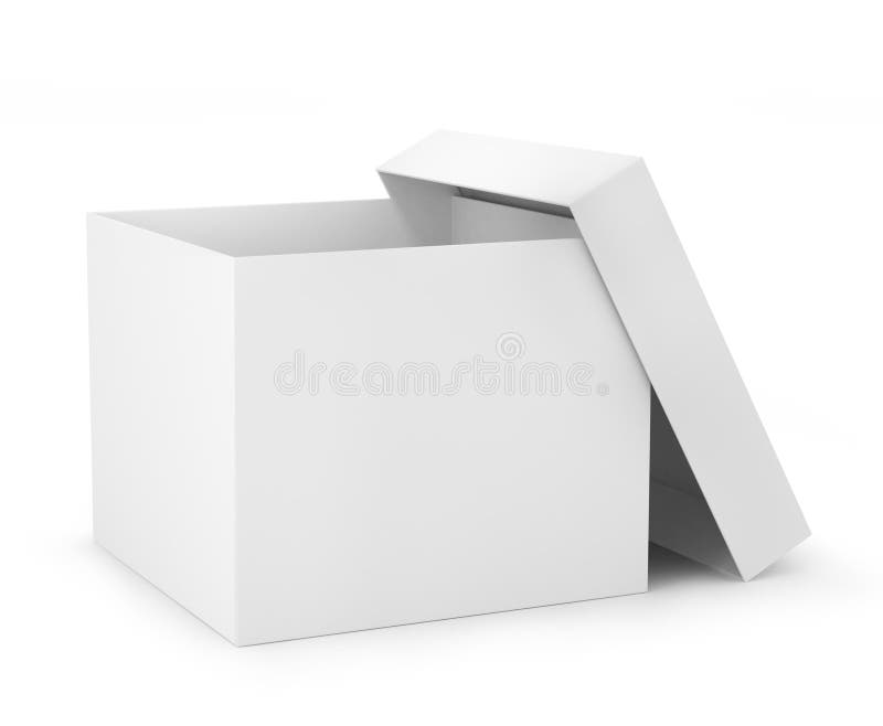 One Open Carton Box in White Color (3d Render) Stock Illustration ...