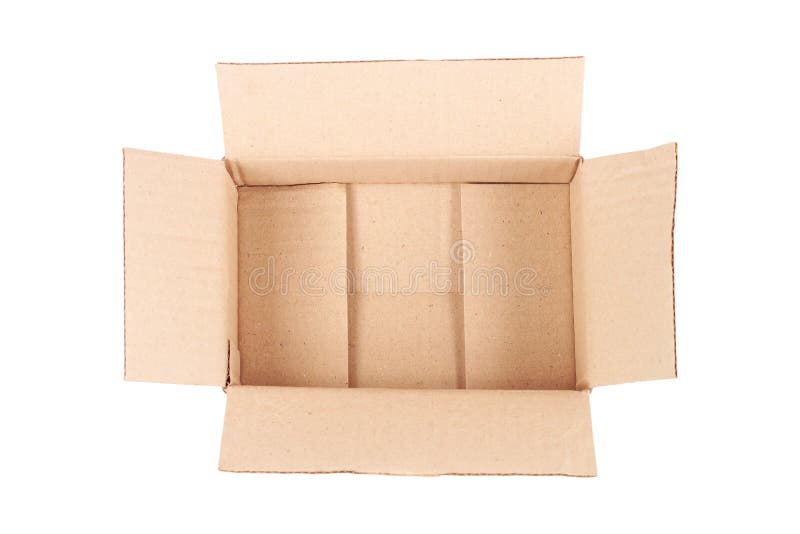 One Open Corrugated Cardboard Box on White Stock Image - Image of order ...