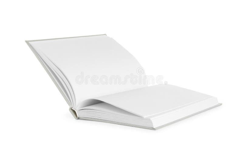 One Open Hardcover Book Isolated on White Stock Photo - Image of hobby ...