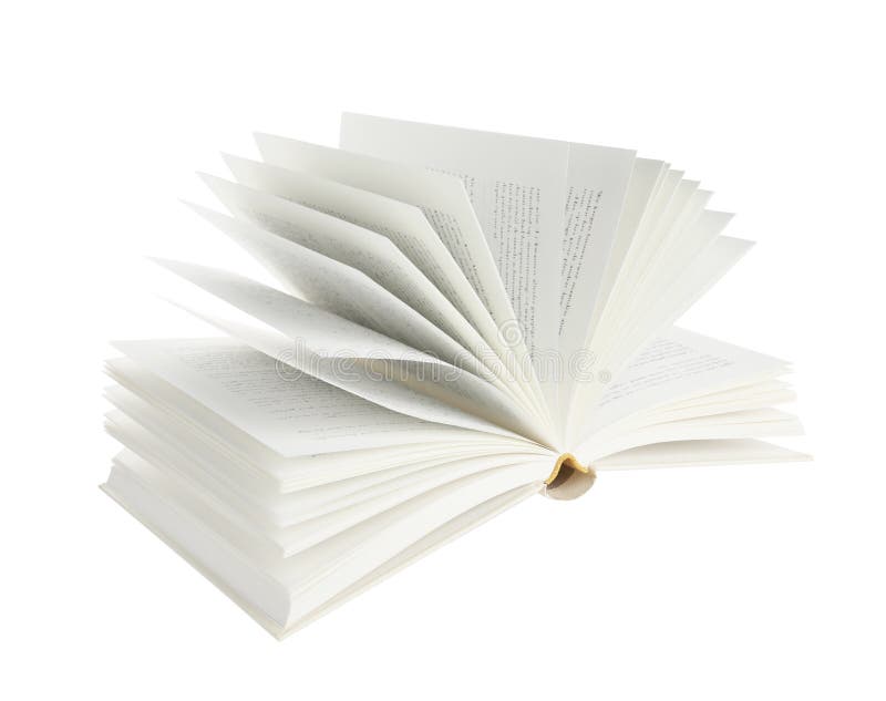 One Open Hardcover Book Isolated on White Stock Image - Image of ...