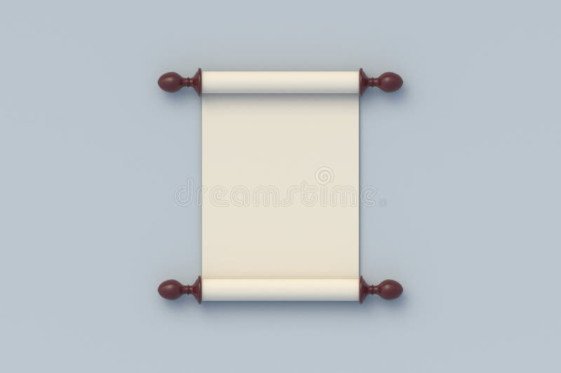 One Open Paper Scroll on Gray Background. Blank Ancient Manuscript ...