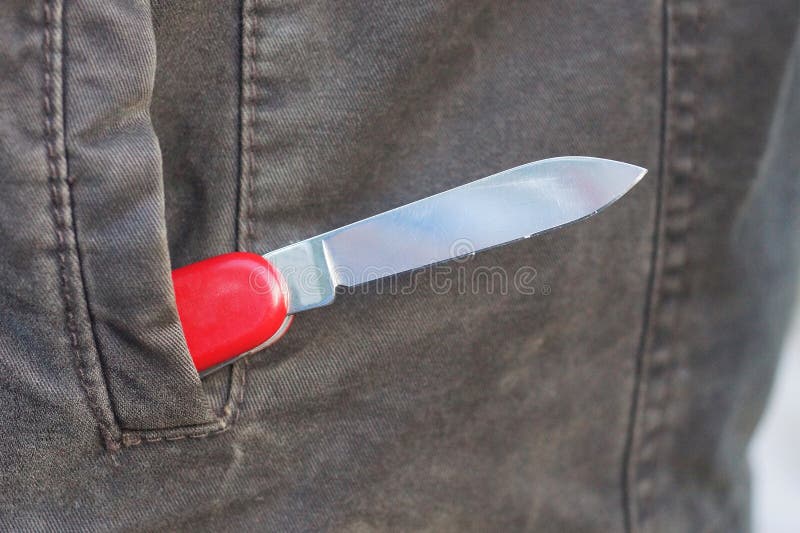 One Open Red Folding Knife with a White Sharp Blade Stock Image - Image ...