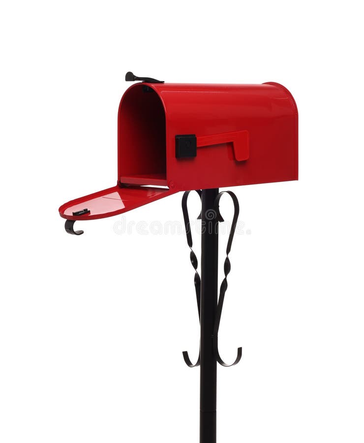 One Open Red Mailbox Isolated on White Stock Image - Image of ...