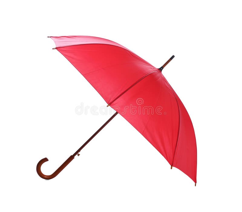 One Open Red Umbrella Isolated on White Stock Photo - Image of rainy ...