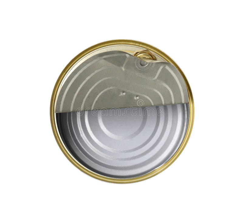 One Open Tin Can Isolated on White, Top View Stock Image - Image of ...