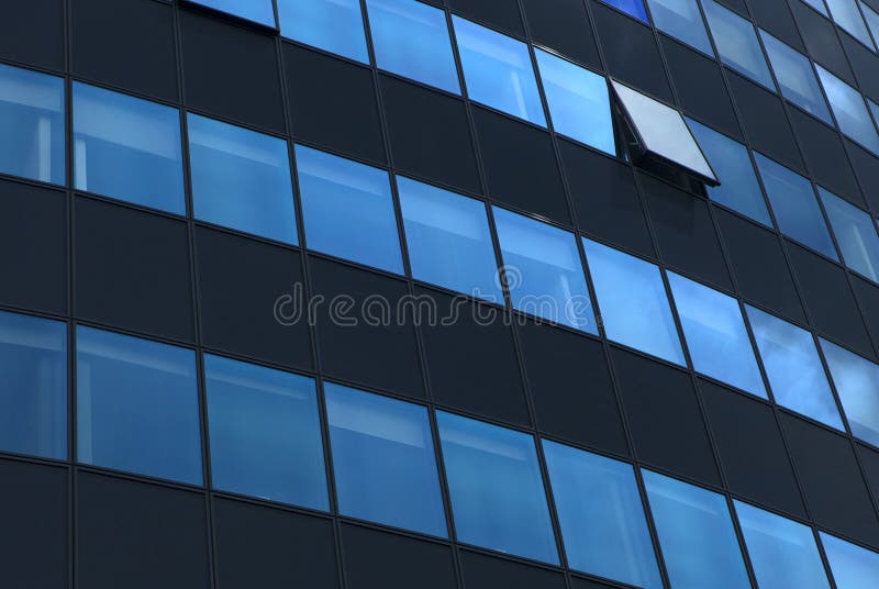 One Open Window on Modern Facade Stock Image - Image of business ...