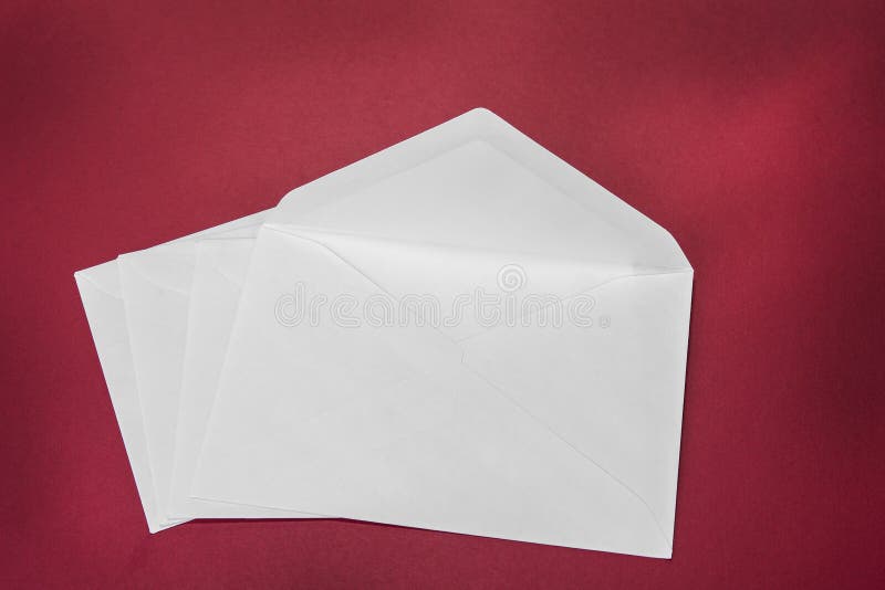 One Opened White Envelope on the Red Background. Stock Image - Image of ...