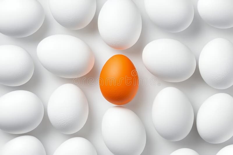 One Orange Egg among Many White Eggs Unique Standout Concept Stock ...