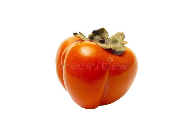 One Orange Persimmon on a Transparent Background. Isolate on a ...