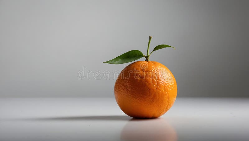 One Orange is Placed on a White Table Stock Illustration - Illustration ...
