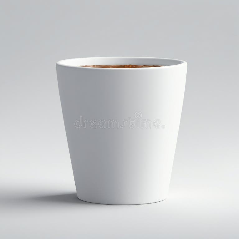 One Original White Cup without Handle with Coffee Clean Background ...