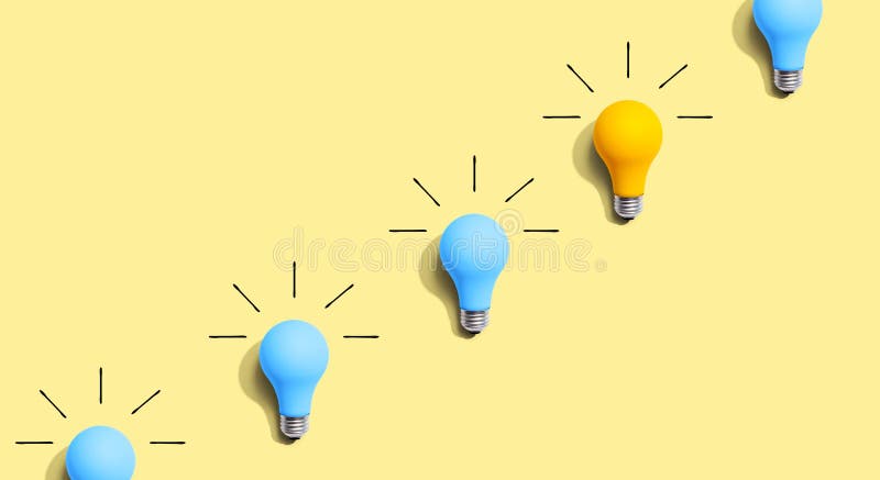 One Out Unique Idea Light Bulb Concept Stock Image - Image of unusual ...