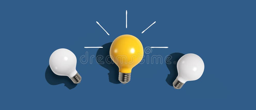 One Out Unique Idea Light Bulb Concept - Flat Lay Stock Photo - Image ...
