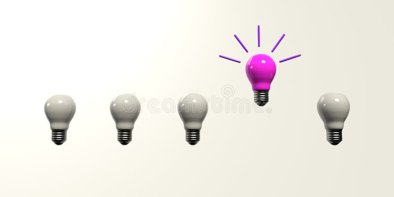 Unique Idea. Bright Idea and Insight Concept with Light Bulb, Isolated ...