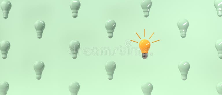One Out Unique Idea Light Bulb - 3D Stock Illustration - Illustration ...