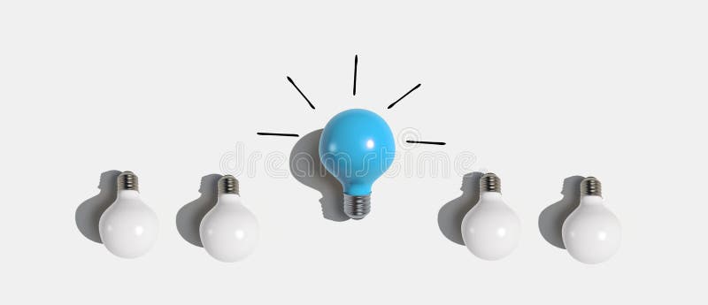 One Out Unique Idea Light Bulb - Flat Lay Stock Photo - Image of ...