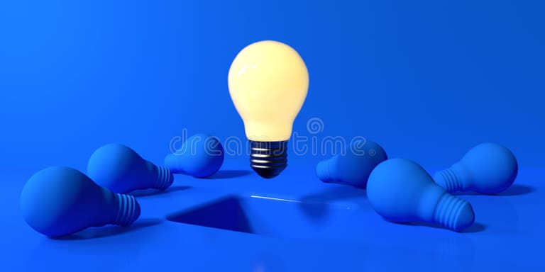 One Out Unique Idea Light Bulb with a Hole on the Floor - 3D Stock ...