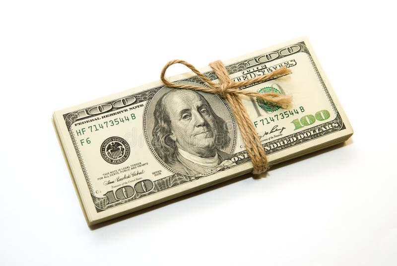 One Pack of Dollars on Over White Stock Photo - Image of bank, coin ...