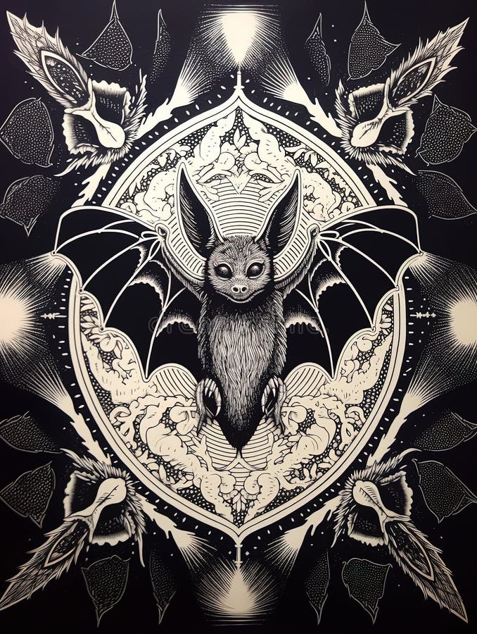 Page from a Medieval Witchcraft Book with a Bat Stock Illustration ...