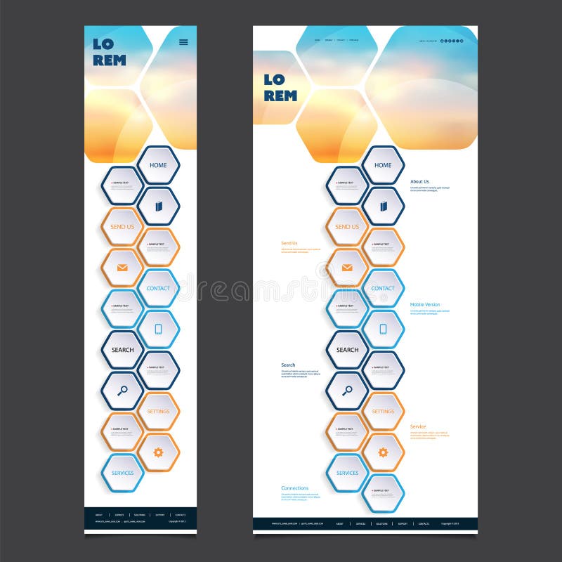 One Page Web Site Design Template with Blurred Sunset Image Header ...