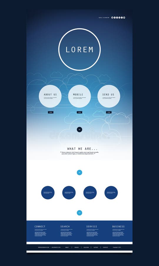 One Page Website Template and Different Header Designs with Blurred ...