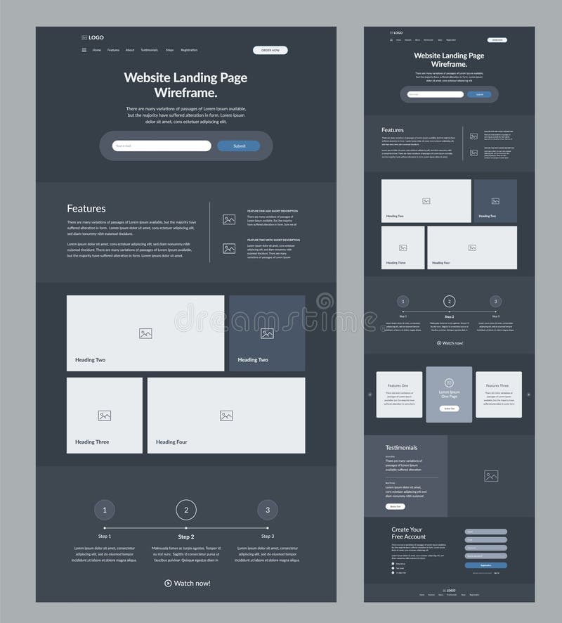 One Page Website Layout Template. Modern Responsive Design. Ux Ui ...