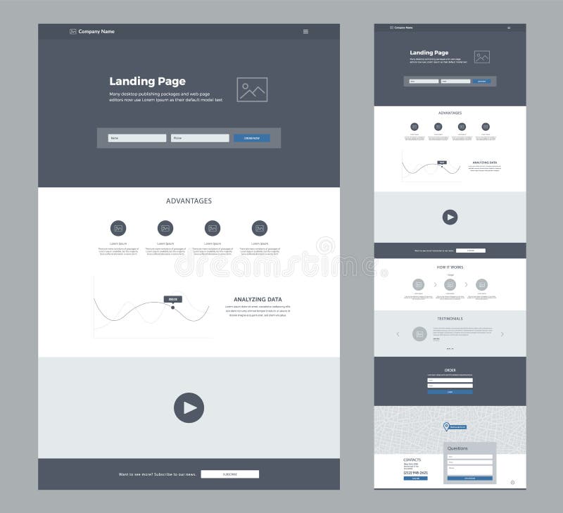One Page Website Design Template for Business. Landing Page Wireframe ... One Page Website Design Template for Business. Landing Page Wireframe ...