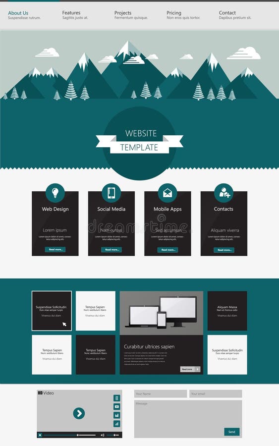 Vector Website Template with Mobile Gadgets Displaying Backend As a ...