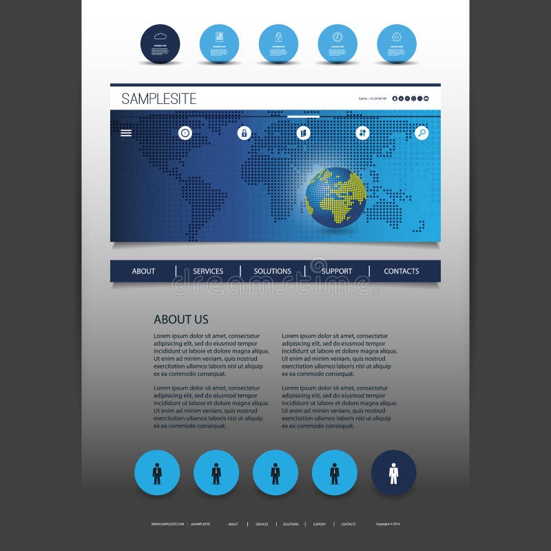 One Page Website Design Template for Your Business with World Map ...