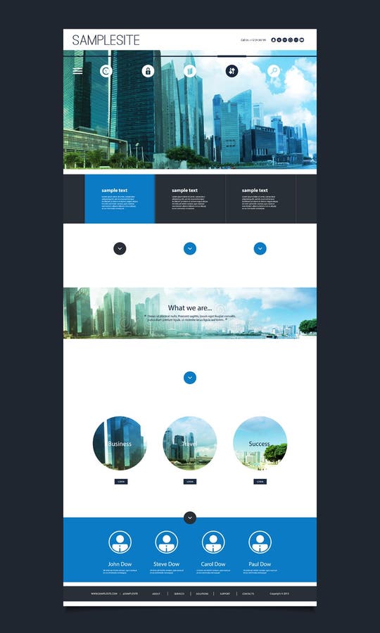 One Page Website Template with Cityscape Skyline Header Design Stock ...