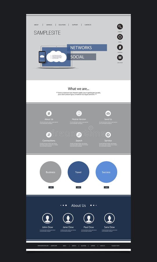 One Page Website Template with Cloud Computing and Networking Header ...