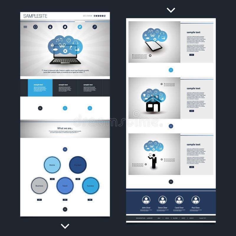 One Page Website Template with Cloud Computing Theme, Header Designs ...