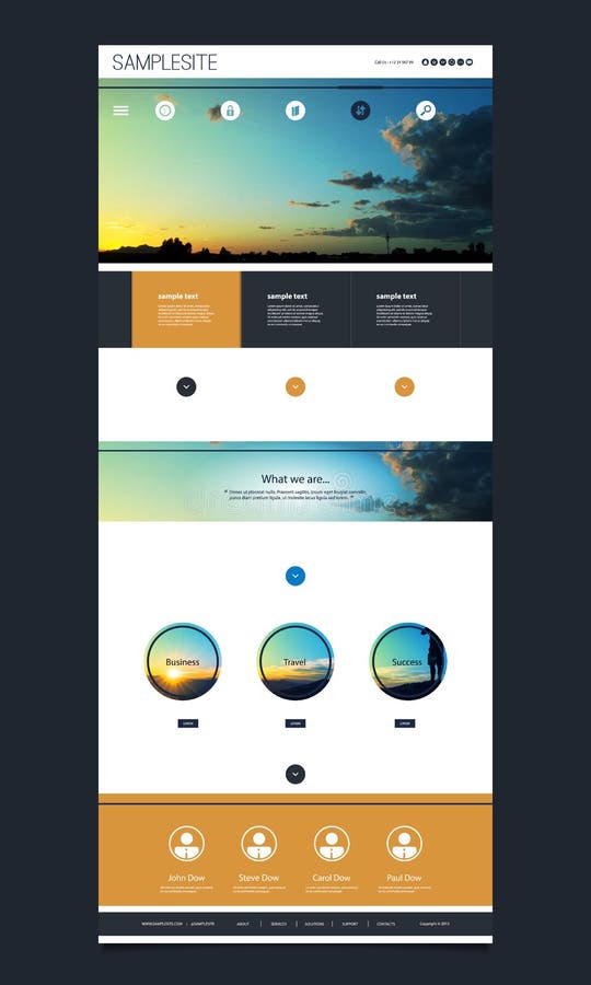 One Page Website Template with Header Design - Sunset Theme Background ...