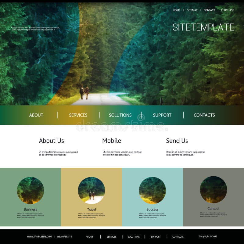 One Page Website Template with Natural Header Design Green Forest Stock ...