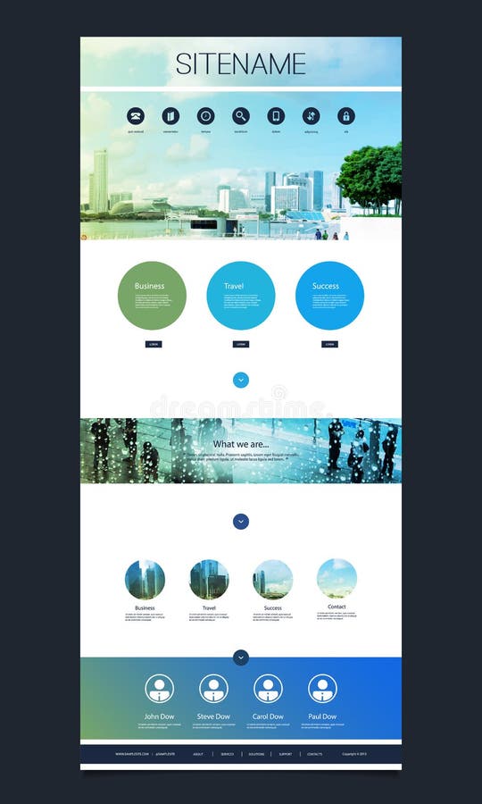 One Page Website Template with Skyline Header Designs Stock Vector ...