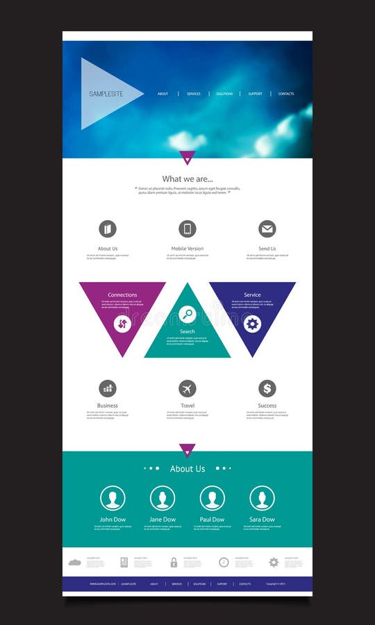One Page Website Template with Unique Design - Triangles Stock Vector ...