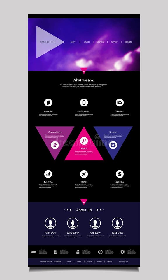 One Page Website Template with Unique Design - Triangles Stock Vector ...
