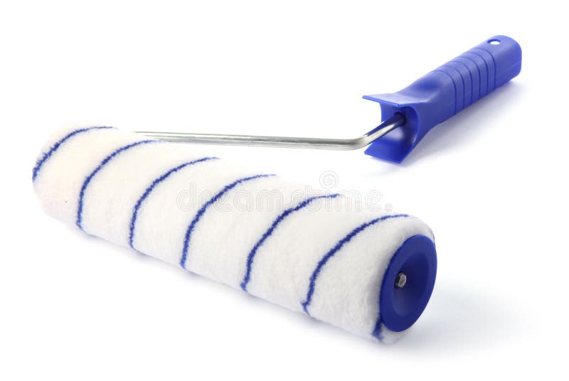 One Paint Roller Brush Isolated on White. Construction Tool Stock Photo ...
