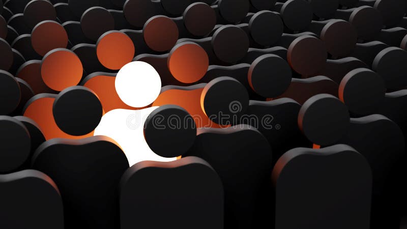 One Painted Individual among Group of People Figures. Different ...