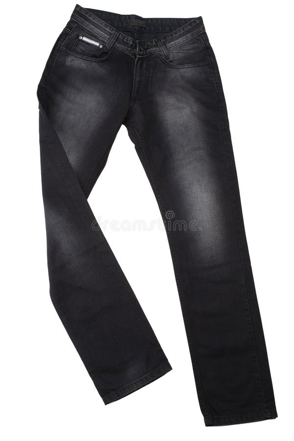 One Pair of Stone Washed Black Stylish Mens Jeans on Pure White ...
