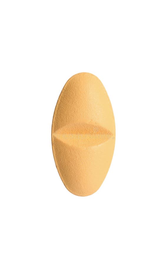 One Pale Orange Pill Isolated on White Stock Photo - Image of ...