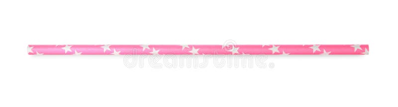 One Paper Straw with Stars for Drinking Isolated on White Stock Photo ...