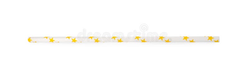 One Paper Straw with Colorful Stars for Drinking Isolated on White ...