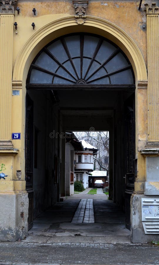 Passage in the city editorial image. Image of city, winter - 113170680