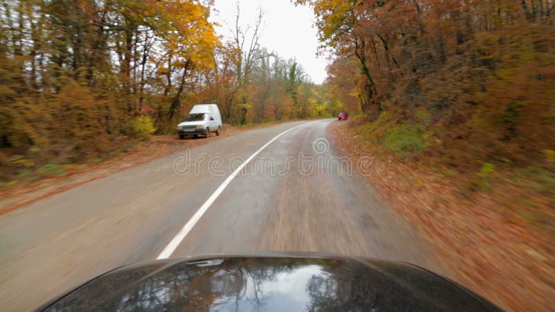 One Passenger Car Driving Fast Along Road in Stock Footage - Video of ...