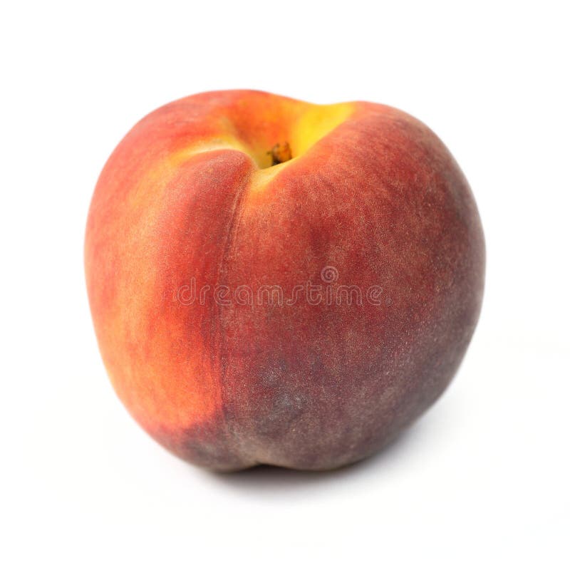 One Peach Isolated on White Background Stock Image - Image of yellow ...