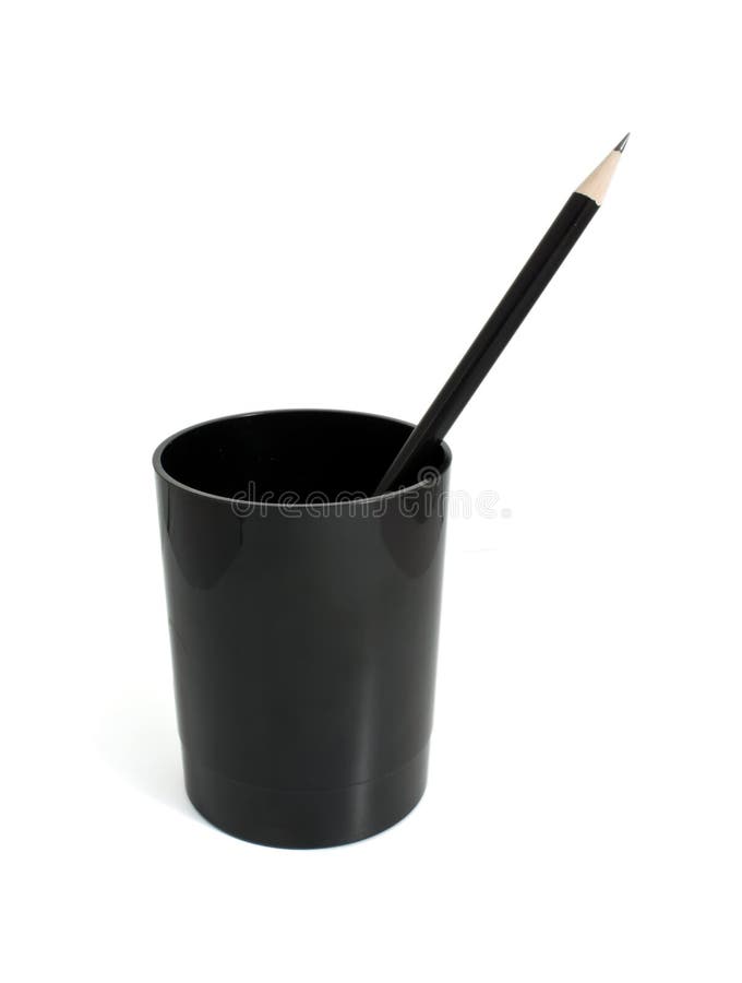 One pencil in black glass stock photo. Image of outline - 12141420