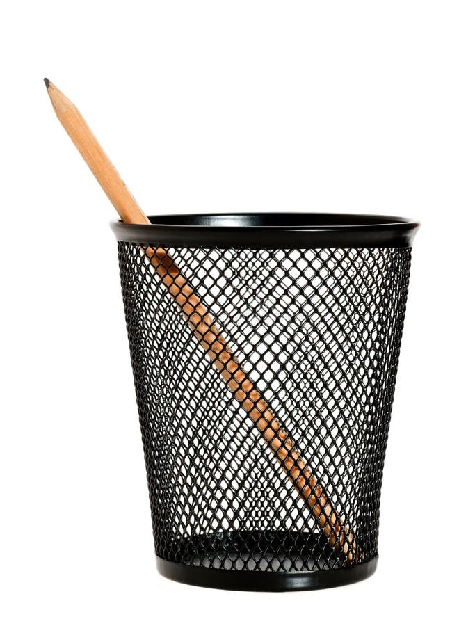 One Pencil in a Wire Mesh Pencil Holder. Stock Image - Image of small ...