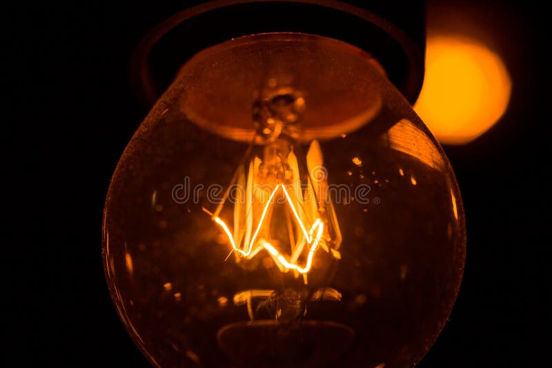 One Pendant Burning Light Bulb for Interior Decor. Stock Image - Image ...